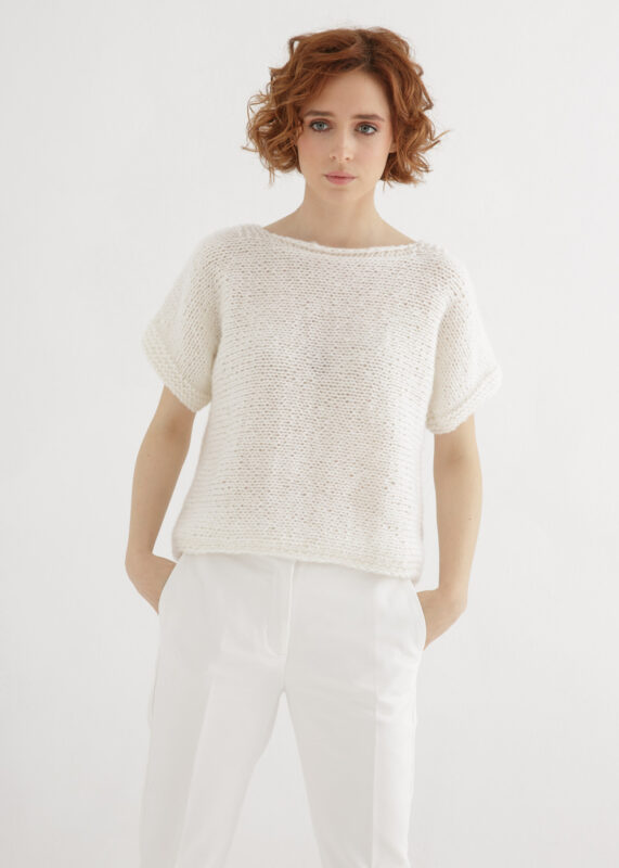 Horizontal knitted Sweater easy and unique – Through the Stitch